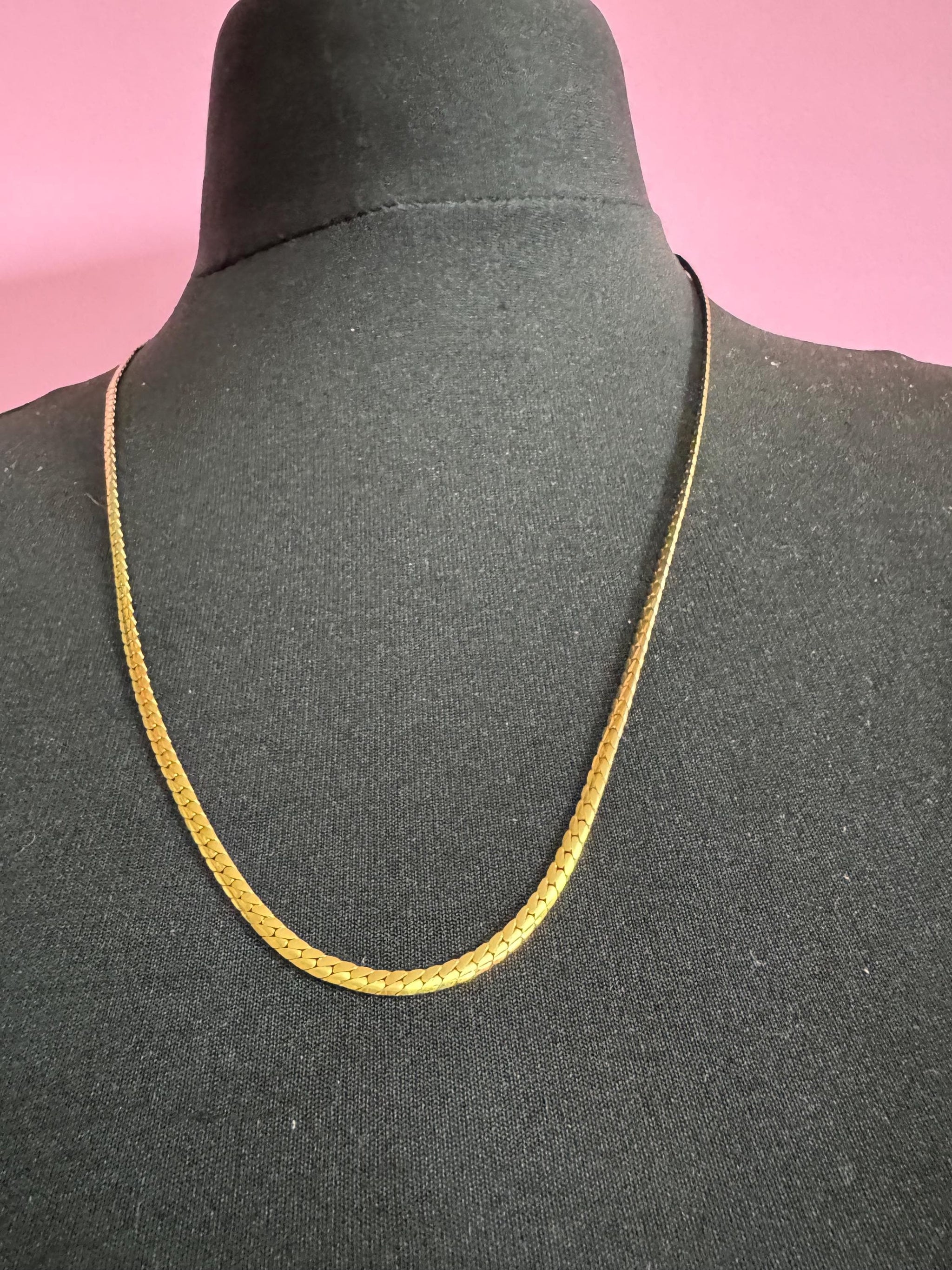 Signed Dicini Vintage 61cm long gold plated plain flat link chain neck
