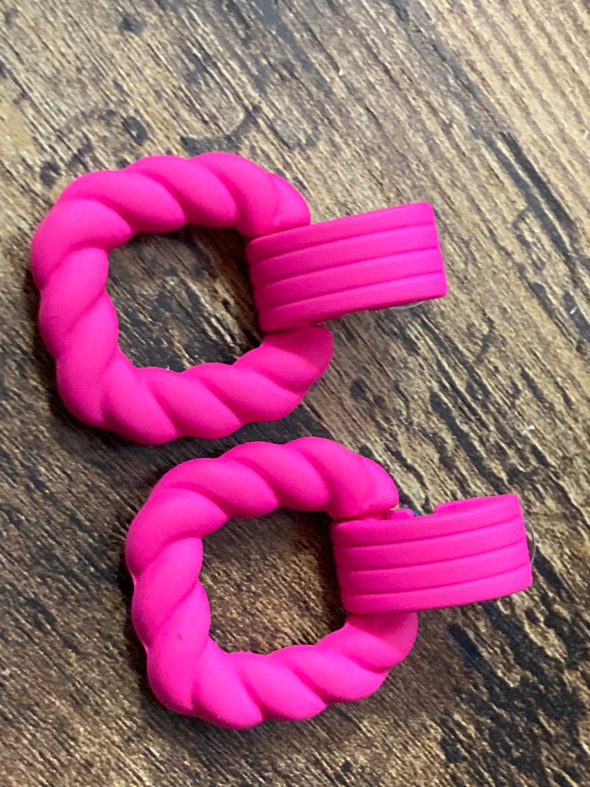 Bright Pink nautical rope twist door knocker earrings – Loved & Loved Again