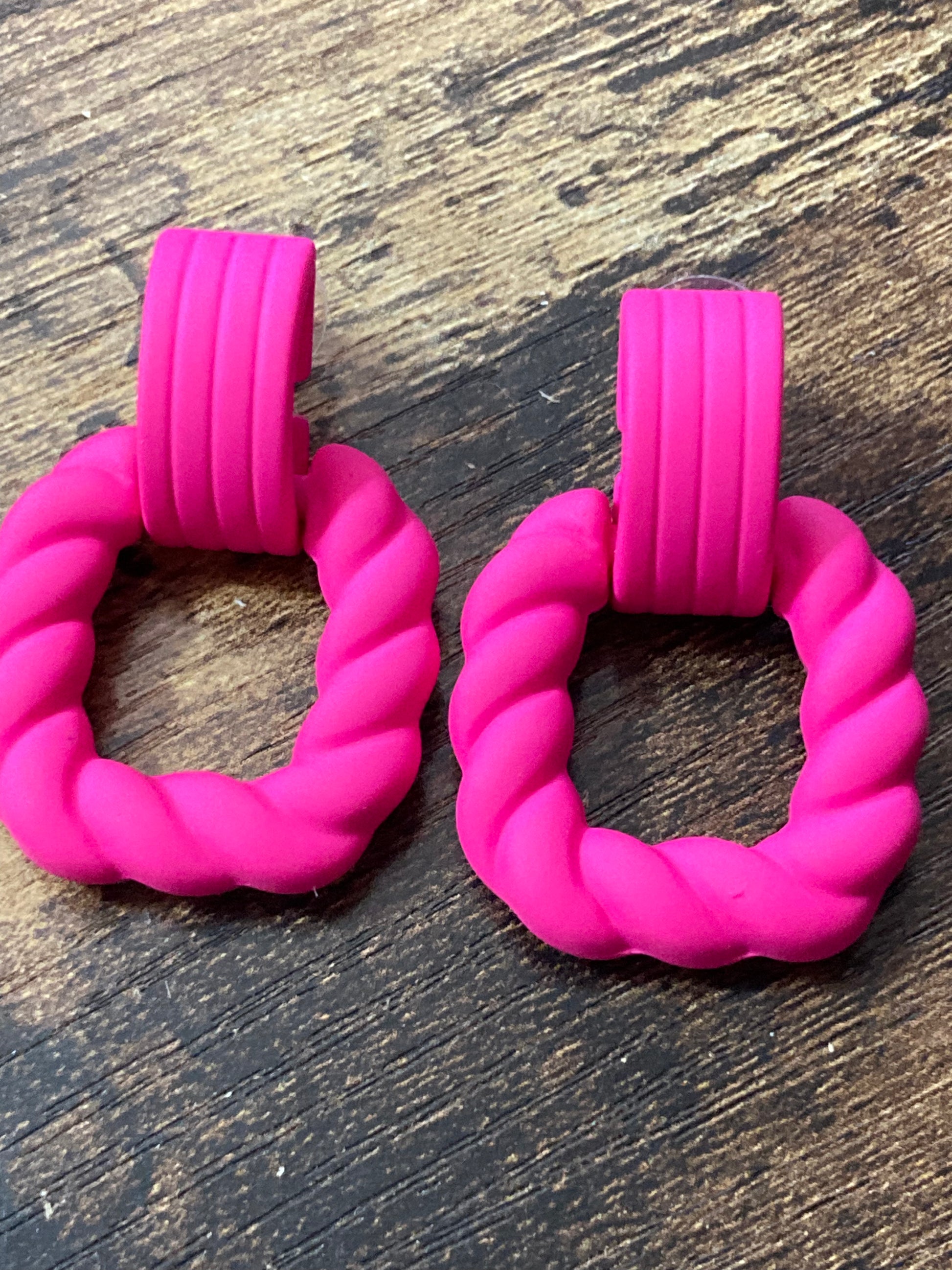 Bright Pink nautical rope twist door knocker earrings – Loved & Loved Again